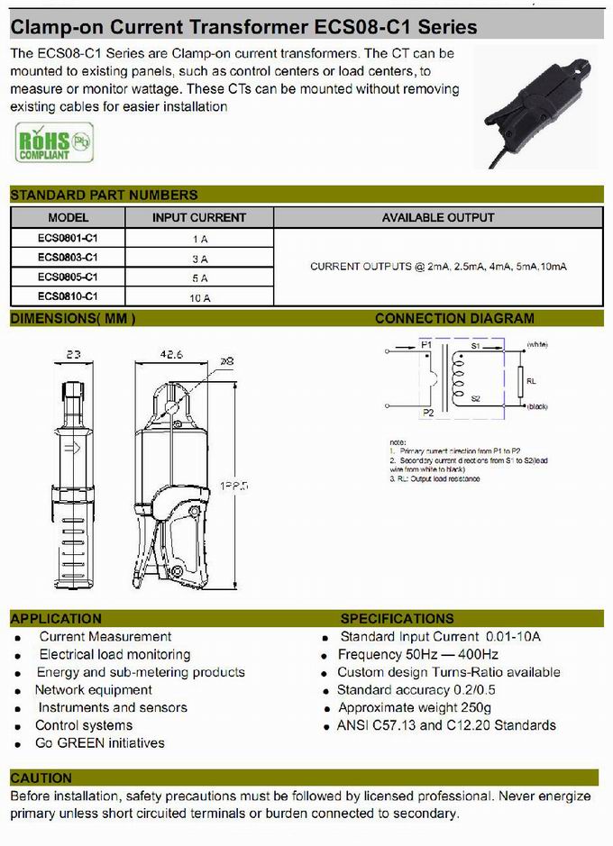 ECS08-C1 Clamp-on current transformer